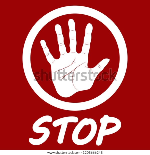 Stop Sign Palm Print On Red Stock Vector (Royalty Free) 1208666248 ...