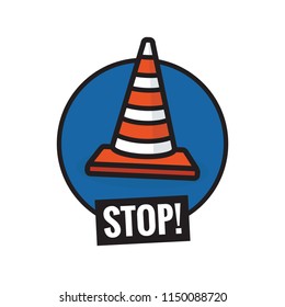 Stop Sign Traffic Cone Pylon Vector Stock Vector (Royalty Free ...