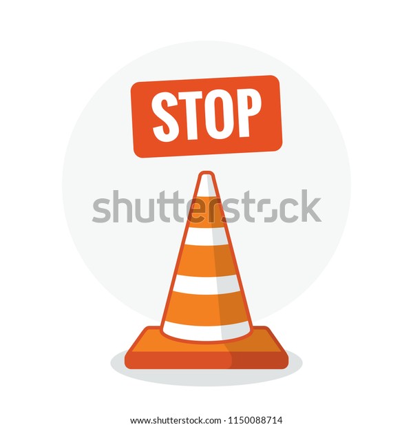Stop Sign Traffic Cone Pylon Vector Stock Vector (Royalty Free ...