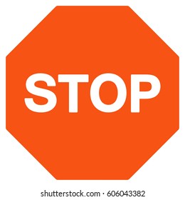 Stop Sign Vector Icon Flat Orange Stock Vector (Royalty Free) 606043382 ...