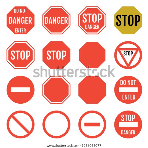 Stop Signs Red White Yellow Traffic Stock Vector (Royalty Free ...