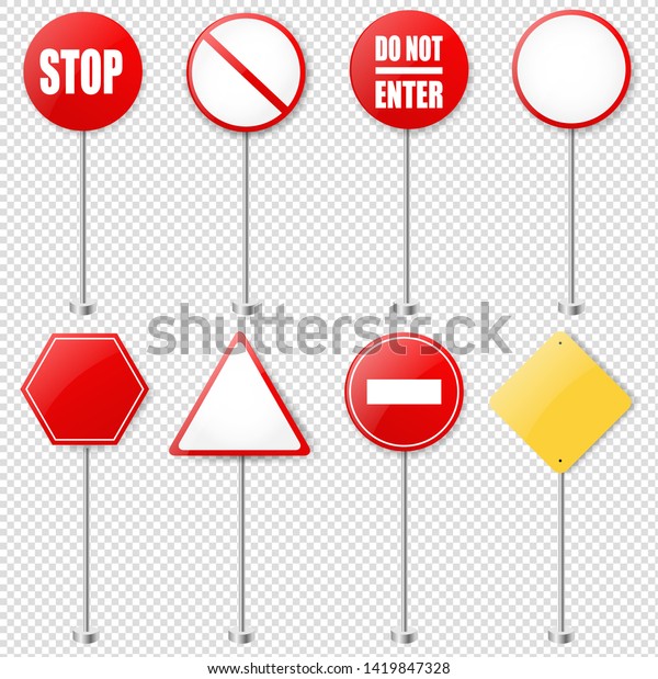 Stop Signs Traffic Sign Collection Transparent Stock Vector (Royalty ...