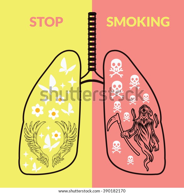 Stop Smoking Vector Cartoon Banner Illustration Stock Vector (Royalty ...