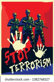 Stop Terrorism Poster Vector Illustration 10 Stock Vector (Royalty Free ...