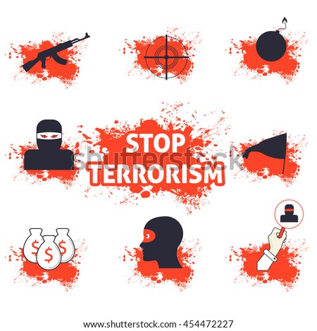 Stop Terrorism Vector Icons Stock Vector (Royalty Free) 454472227 ...