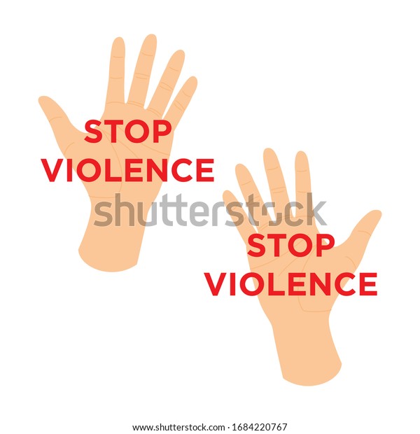 Stop Violence Hand Sign Vector Stock Vector (Royalty Free) 1684220767 ...