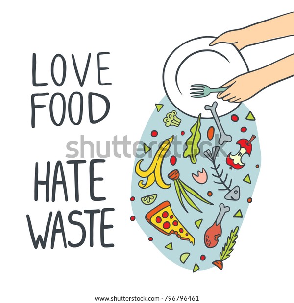 Stop Wasting Food Color Vector Illustration Stock Vector (Royalty Free ...
