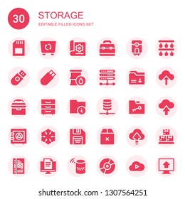 Storage Icon Set Collection 30 Filled Stock Vector (Royalty Free ...