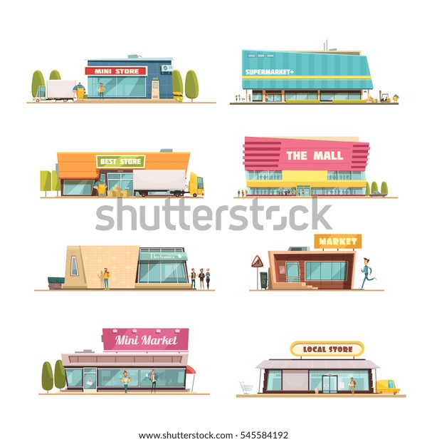 Store Buildings Set Mall Local Shop Stock Vector (Royalty Free) 545584192