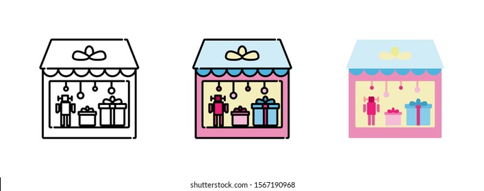 Store Gift Box Toy Icon Set Stock Vector (Royalty Free) 1567190968