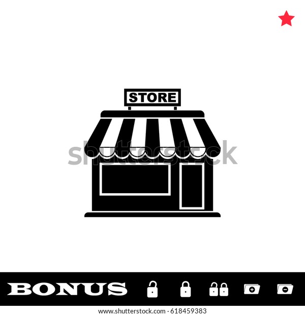Store Icon Flat Black Pictogram On: เวกเตอร์สต็อก (ปลอดค่าลิขสิทธิ์ ...