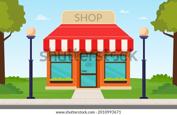 Storefront Building Front View Shop Facade Stock Vector (Royalty Free ...