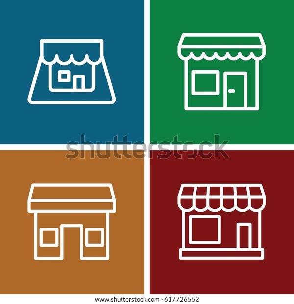 Storefront Icons Set Set 4 Storefront Stock Vector (Royalty Free ...
