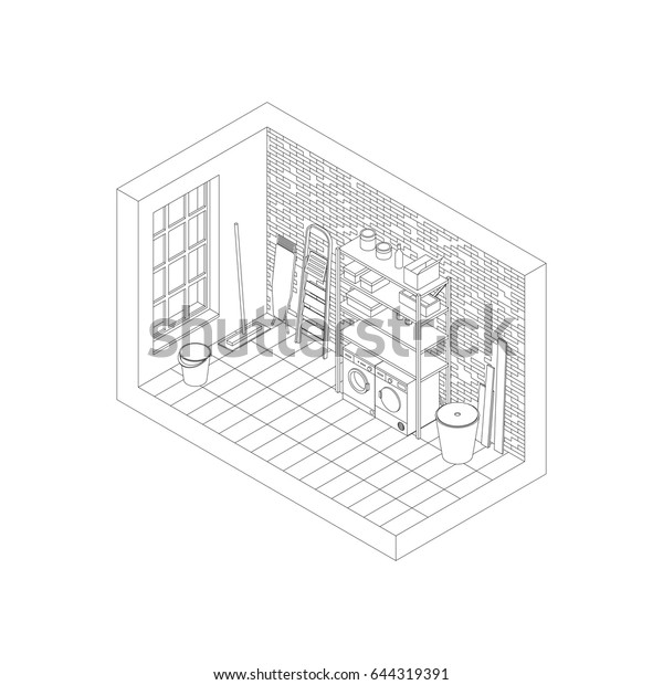 Storeroom Line Drawing Isometric View Vector Stock Vector (Royalty Free ...