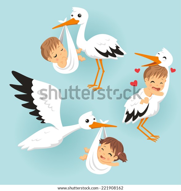 Stork Baby Vector Cartoon Illustration Stock Vector (Royalty Free ...