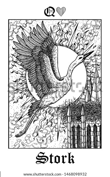 Stork Tarot Card Vector Lenormand Gothic Stock Vector (Royalty Free ...