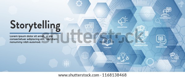 Storytelling Web Banner Icon Set Writing Stock Vector (Royalty Free ...