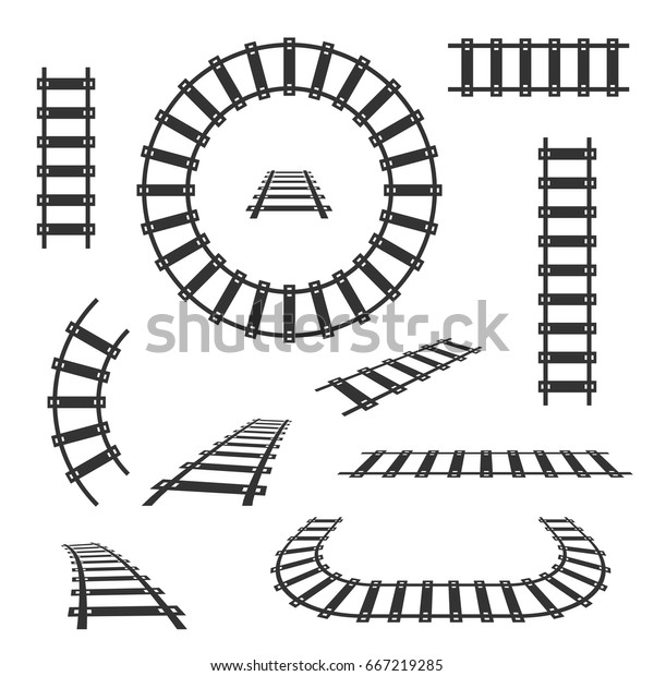 Rechte en gebogen spoorweg tracks vector: stockvector (rechtenvrij ...
