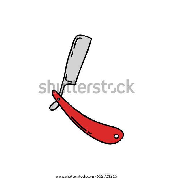 Straight Razor Doodle Icon Sticker Stock Vector (Royalty Free ...