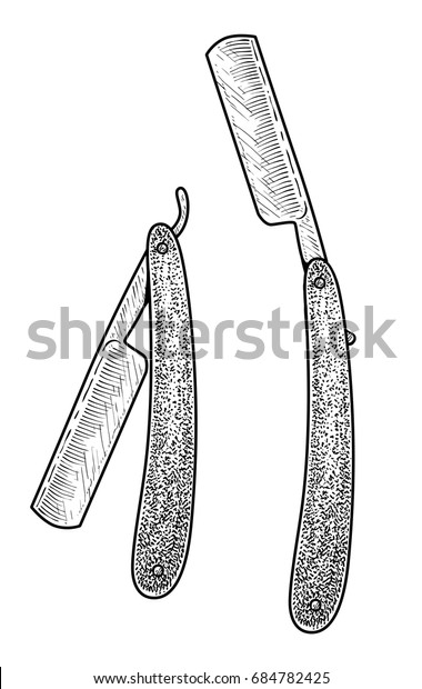 Straight Razor Illustration Drawing Engraving Ink Stock Vector (Royalty ...