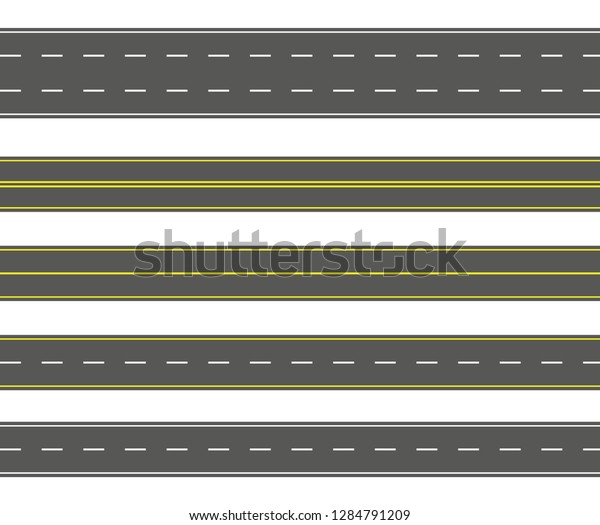 Straight road set. Seamless asphalt roads collection. Highway or ...