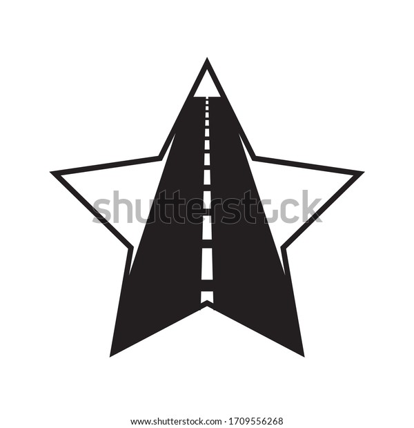 Straight Road Symbol Star Frame Flat Stock Vector (Royalty Free) 1709556268