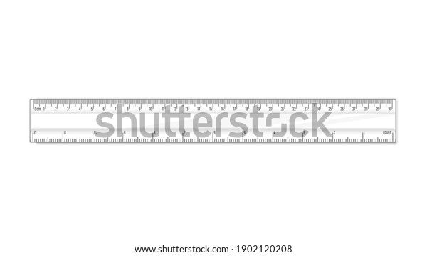 Straight ruler with thirty cm increments. Vector math geometry ...