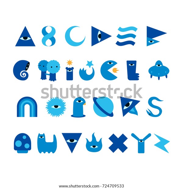 Strange Alphabet Compose Cute Amazing Creatures Stock Vector (Royalty ...