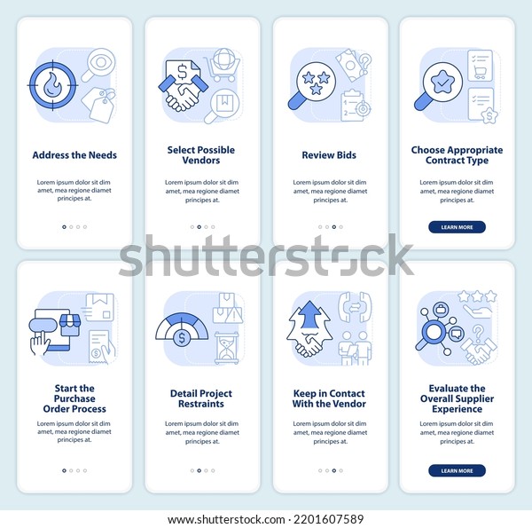 Strategic Procurement Planning Light Blue Onboarding Stock Vector ...