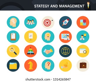 Strategy Management Concept Flat Icons Stock Vector (Royalty Free ...