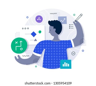 Strategy Plan Project Management Concept Man Stock Vector (Royalty Free ...