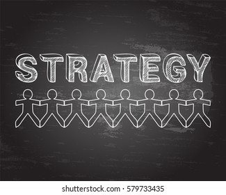 Strategy Text Hand Drawn Paper People Stock Vector (Royalty Free ...