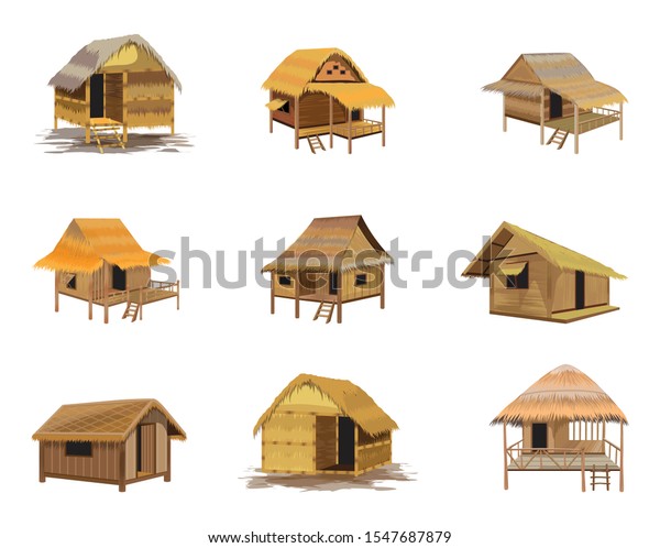 Straw Hut On White Background Vector Stock Vector (Royalty Free) 1547687879