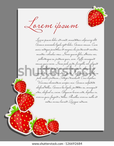 Strawberry Background Blank Page Vector Illustration Stock Vector ...