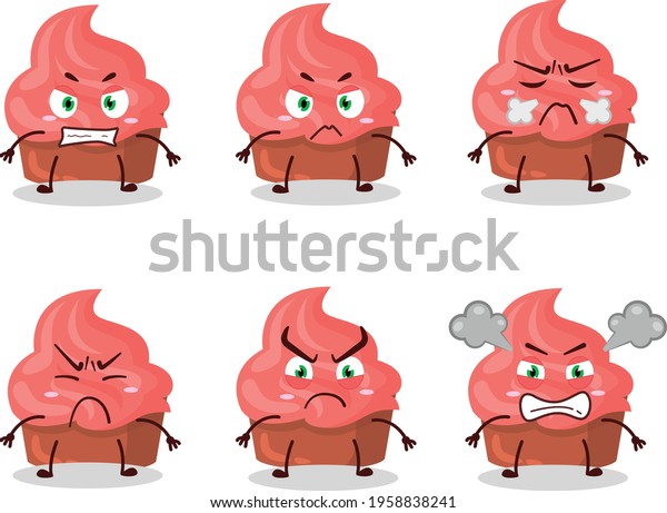 Strawberry Cake Cartoon Character Various Angry Stock Vector (Royalty ...