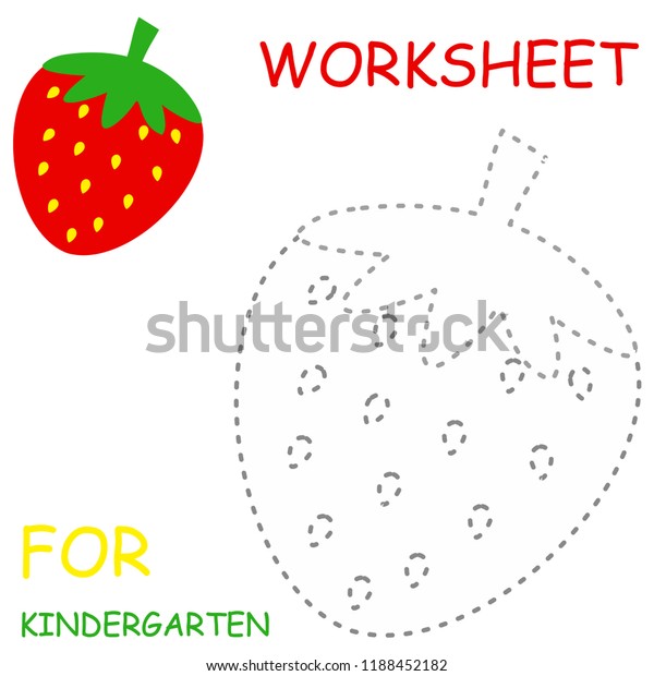 Strawberry Coloring Fun Worksheet Kindergarten Vector Stock Vector ...