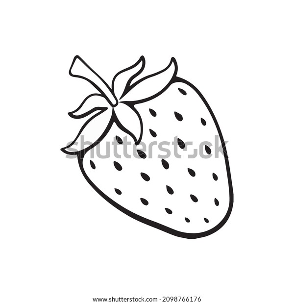 Strawberry Coloring Page Line Art Stock Vector (Royalty Free ...