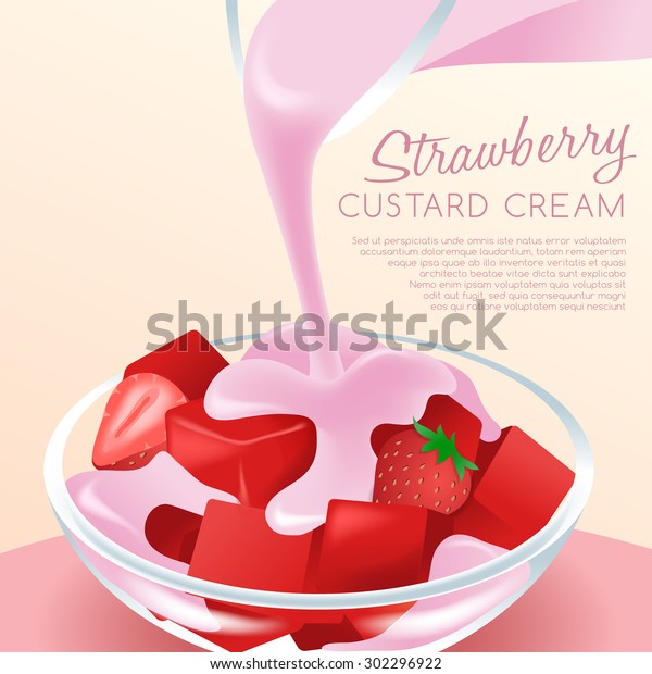 Strawberry Custard Cream Fruit Jelly Vector Stock Vector (Royalty Free ...