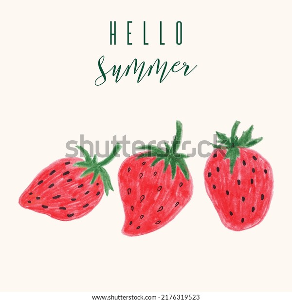 Strawberry Hand Drawn Vector Illustration Calligraphy Stock Vector ...