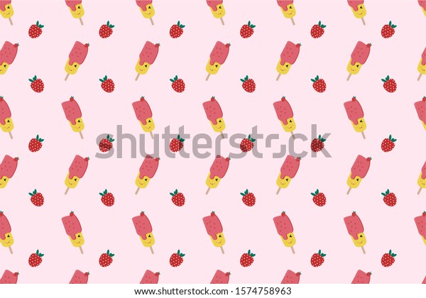 Strawberry Ice Cream Pattern Pink Background Stock Vector (Royalty Free ...