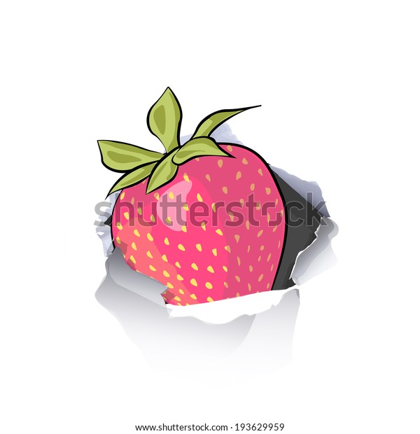 Strawberry Inside Hole Paper Over White Stock Vector (Royalty Free ...