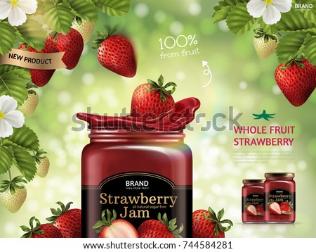 「Strawberry Jam Ads Fresh Fruit Dropping」のベクター画像素材（ロイヤリティフリー） 744584281 ...
