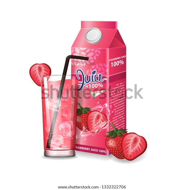 Strawberry Juice Box Glass Package Vector Stock Vector (Royalty Free ...