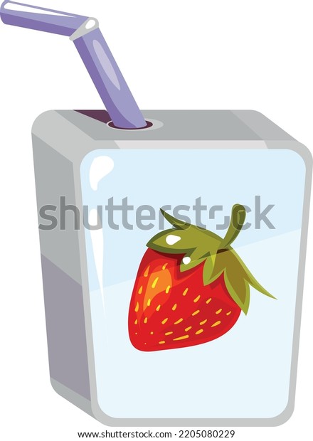 Strawberry Juice Box Straw Cartoon Drink Stock Vector (Royalty Free ...