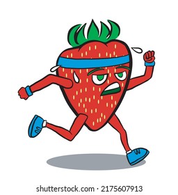 Strawberry Mascot Running Vector Illustration Fruit Stock Vector ...