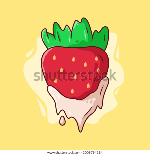 Strawberry Milk Vector Cartoon Illustration Isolated Stock Vector ...
