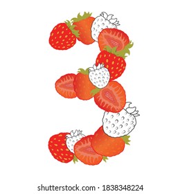 Strawberry Number Three Vector Illustration On Stock Vector (Royalty ...