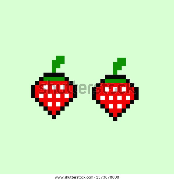 Strawberry Pixel Art Stock Vector (Royalty Free) 1373878808 | Shutterstock