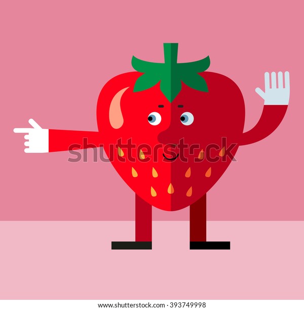 Strawberry Pointing Direction Flat Style Vector Stock Vector (Royalty ...