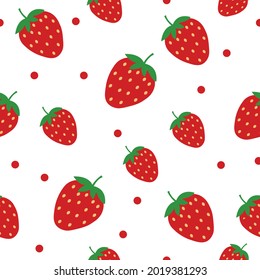 Strawberry Seamless Pattern On White Background Stock Vector (Royalty ...